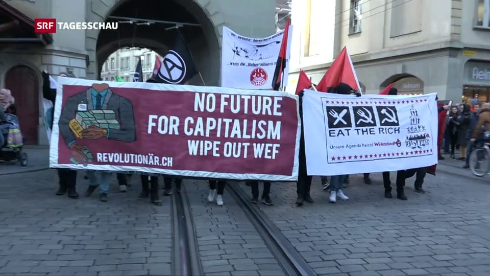 Anti-WEF-Demonstration in Bern - Tagesschau - Play SRF