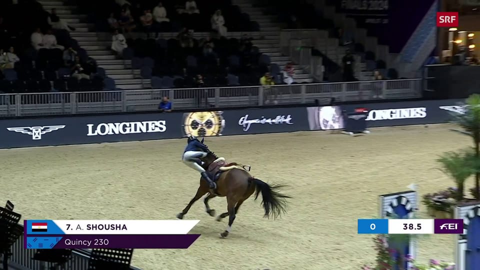 Ägypter Shousha kann sich nicht auf seinem Pferd halten - Sport-Clip ...