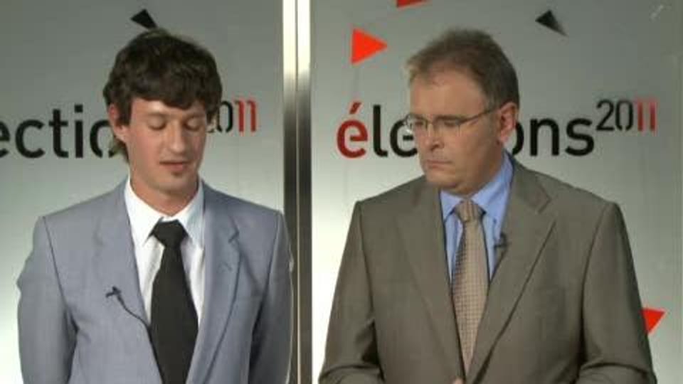 Les candidats du Parti évangélique Vincent Garin et Roland Oppliger ...