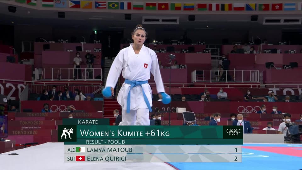 Karaté, +61kg dames: Elena Quirici (SUI) bat Lamya Matoub (ALG) 2 à 1 ...
