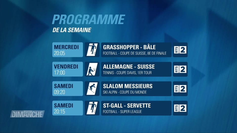 Programme de la semaine - Sport dimanche - Play RTS