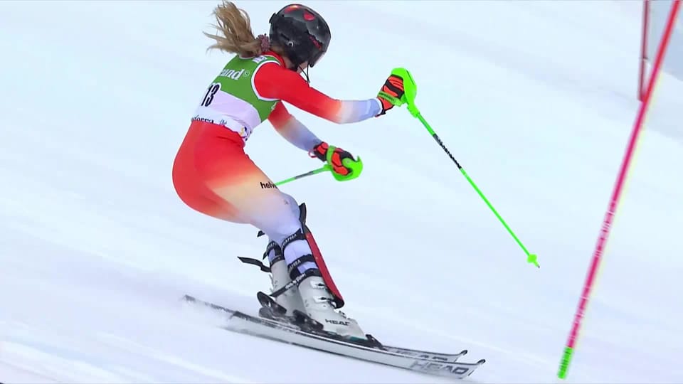 Soldeu (AND), slalom dames, 1re manche: Camille Rast (SUI) colle ...