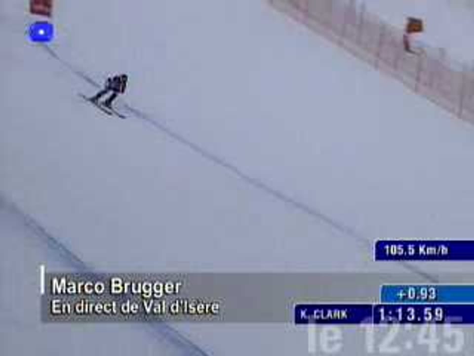 12h45 - Ski, descente de Val d'Isère: commentaire de Marco Brugger ...