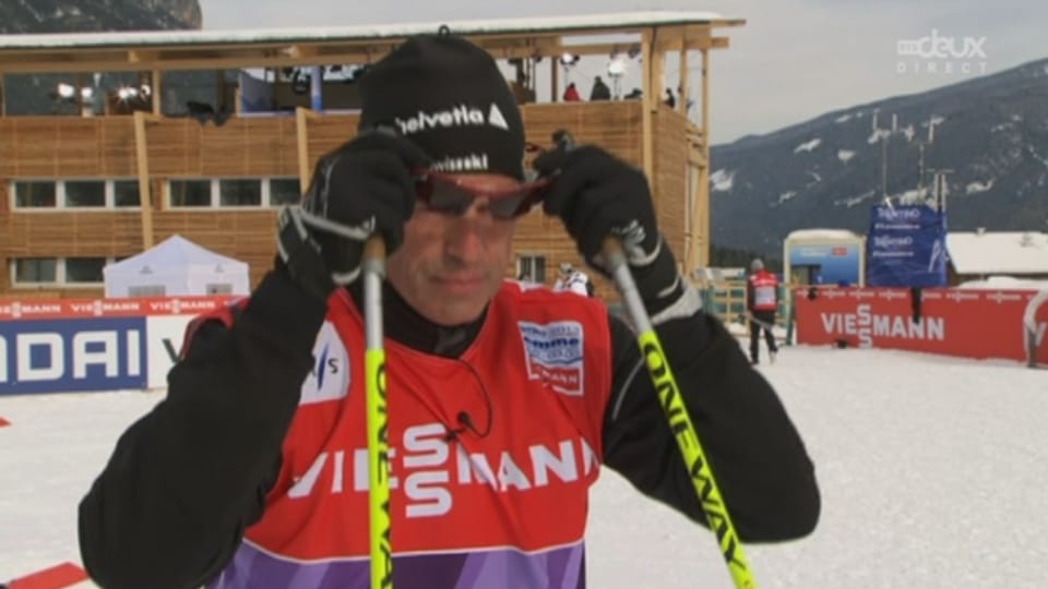 Ski nordique - 50km messieurs: Daniel Hediger sur le traçé de la piste ...