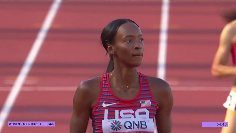 Athlétisme - Eugene (USA), 400m haies dames, séries: la championne du monde 2019 Muhammad (USA ...