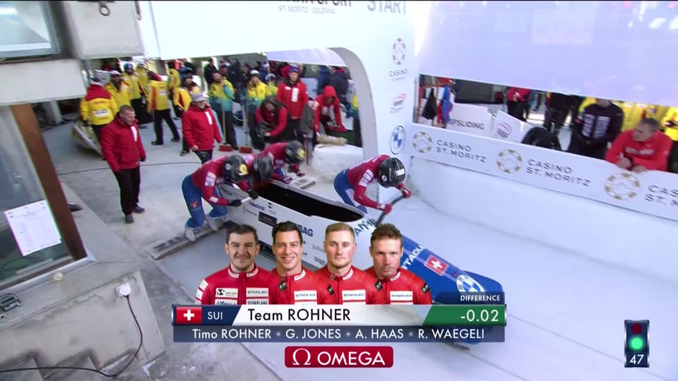 St-Moritz (SUI), bob à quatre messieurs, 2e manche: le Team Rohner (SUI ...